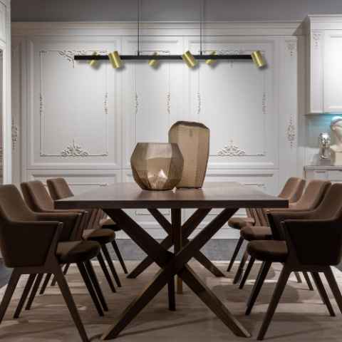 Lampa wisząca SNOW 6 złota linia wisząca z tubkami reflektorami - Light ...